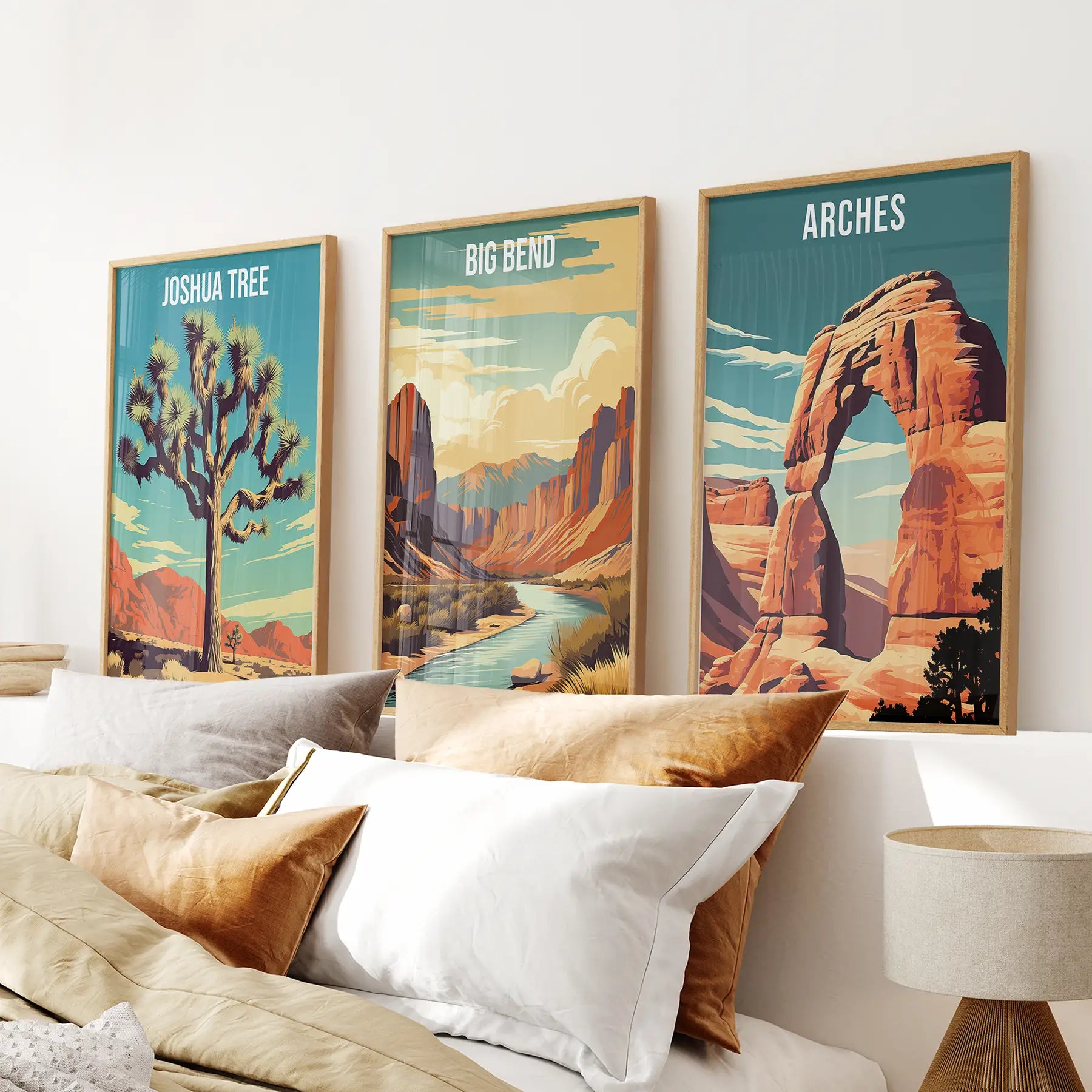 3 Piece USA National Park Art. Big Bend, Arches, Joshua Tree – S101